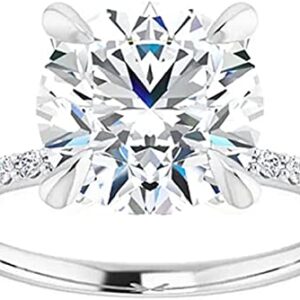 Moissanite World Handmade Round Cut 3.00 CT Moissanite Engagement Ring/Moissanite Wedding Ring/Moissanite Bridal Ring Set 925 Sterling Silver Perfact for Gift Or As You Want (5)