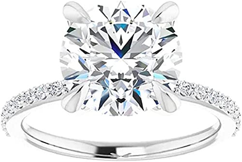 Moissanite World Handmade Round Cut 3.00 CT Moissanite Engagement Ring/Moissanite Wedding Ring/Moissanite Bridal Ring Set 925 Sterling Silver Perfact for Gift Or As You Want (5)