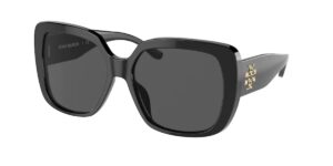 tory burch ty7112um 17098g 57mm black/solid grey square sunglasses for women + bundle with designer iwear eyewear kit