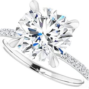 Moissanite World Handmade Round Cut 3.00 CT Moissanite Engagement Ring/Moissanite Wedding Ring/Moissanite Bridal Ring Set 925 Sterling Silver Perfact for Gift Or As You Want (5)