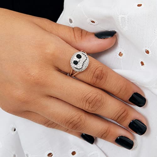 Disney The Nightmare Before Christmas Womens Ring Size 7 - Sterling Silver and Cubic Zirconia Jack Skellington Ring - The Nightmare Before Christmas Jewelry