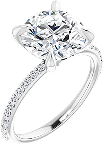 Moissanite World Handmade Round Cut 3.00 CT Moissanite Engagement Ring/Moissanite Wedding Ring/Moissanite Bridal Ring Set 925 Sterling Silver Perfact for Gift Or As You Want (5)