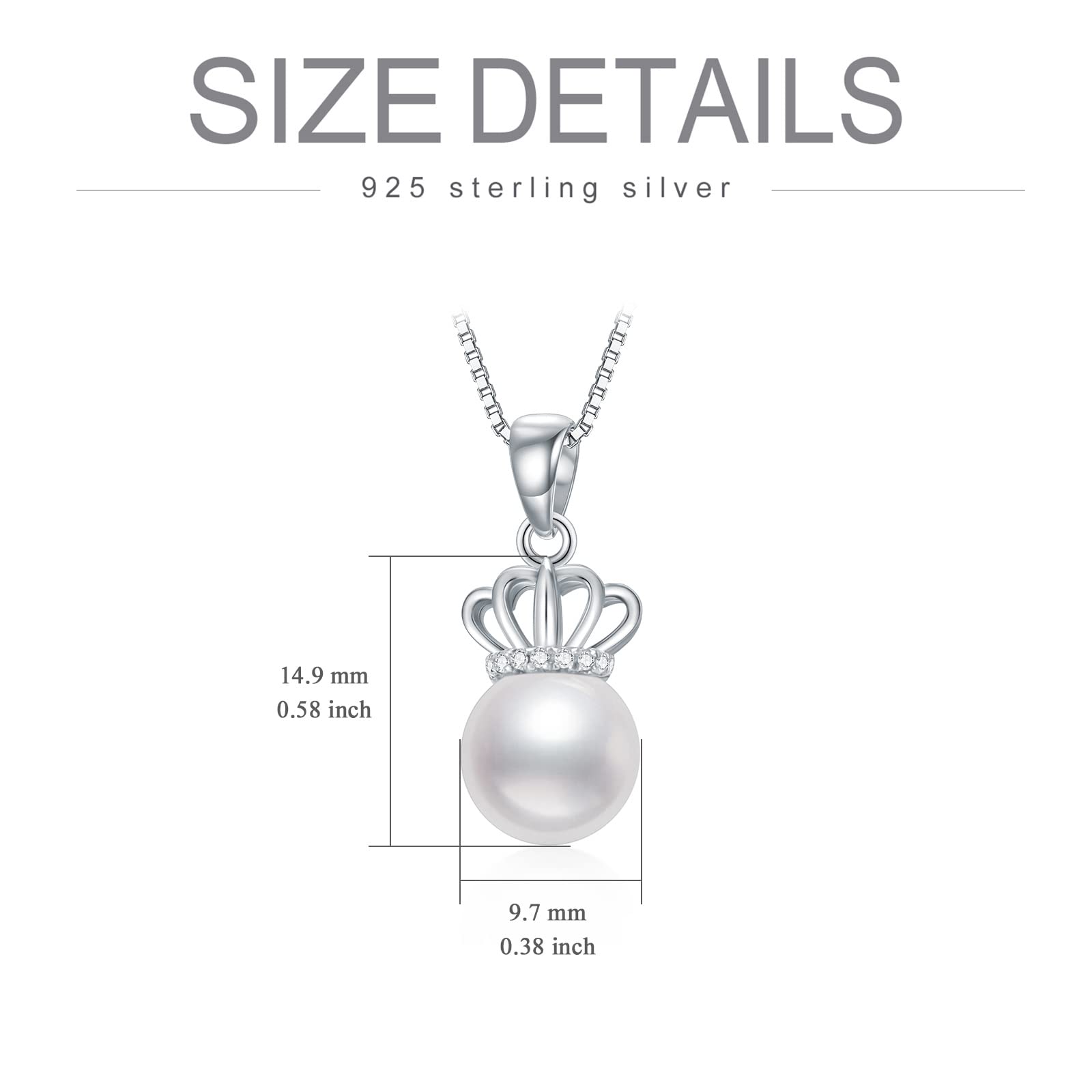 BETHZA Diamond Pearl Necklace for Women Sterling Silver Diamond Freshwater Pearl Pendant Fine Jewelry Gifts for Her Wife Wedding Anniversary Engagement