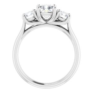 Moissanite Ring 10K Solid White Gold Handmade Engagement Ring 1.0 CT Cushion Cut Moissanite Diamond Three Stone Wedding/Bridal Rings for Women/Her Proposes Rings By Rivaan Jewel (8)