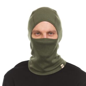 minus33 merino wool - expedition balaclava - cold weather ski face mask - heavyweight - olive drab