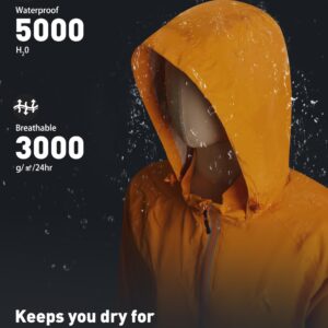 ATLASLAVA Men's Packable Rain Jackets Lightweight Waterproof Reflective Windbreaker Coat with Hood Cycling Running Golf Orange 2XL