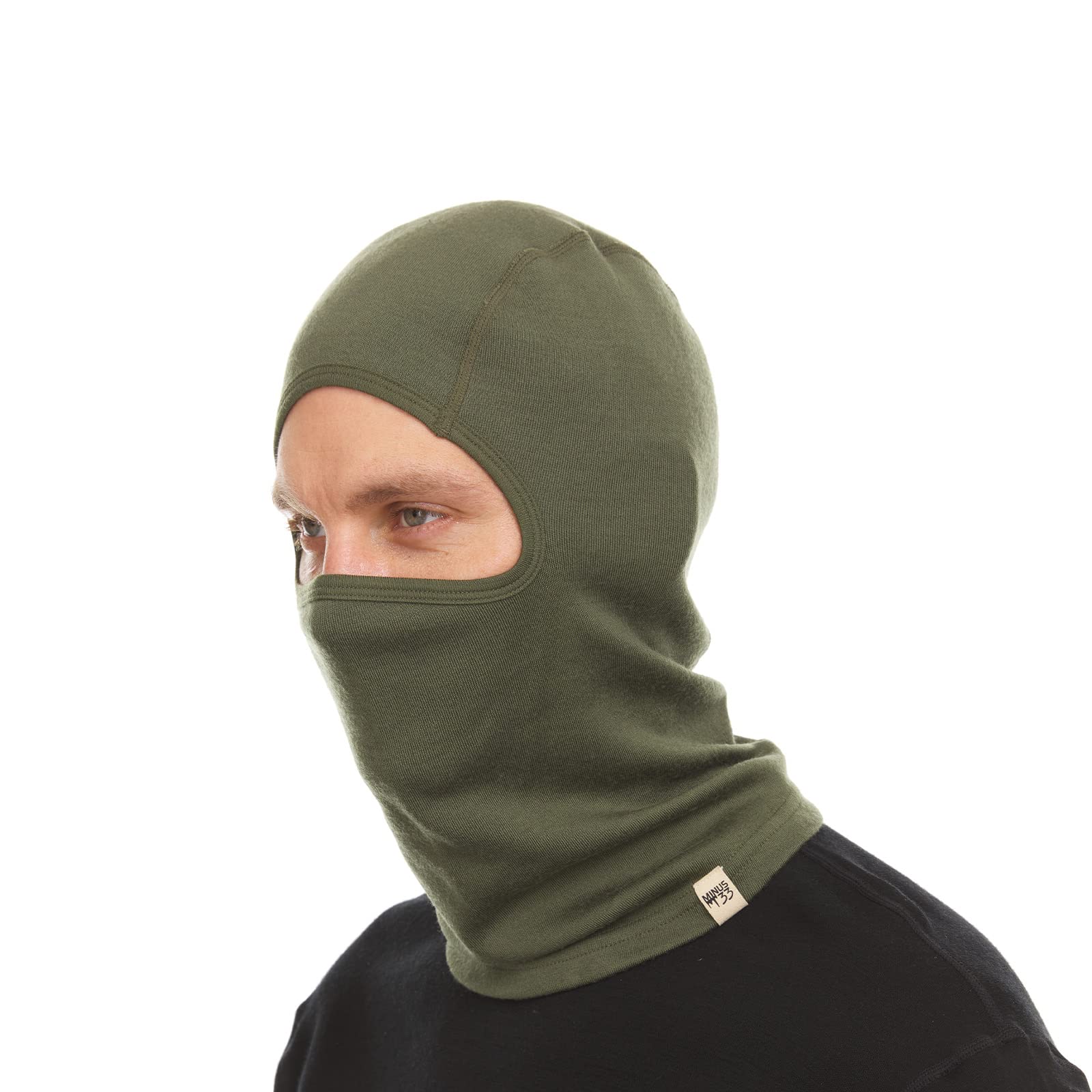 Minus33 Merino Wool - Expedition Balaclava - Cold Weather Ski Face Mask - Heavyweight - Olive Drab