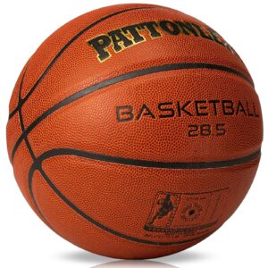 PATTONLEX Indoor/Outdoor Women's Basketball - Size 6 (28.5) Basketball Ball with Pump - Ideal for Girls' Basketball(Brown)