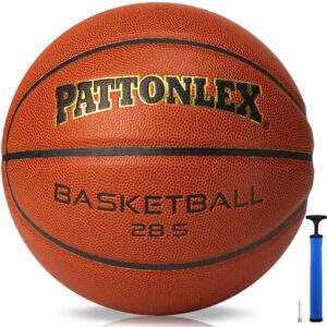 pattonlex indoor/outdoor women's basketball - size 6 (28.5) basketball ball with pump - ideal for girls' basketball(brown)