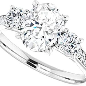 Moissanite World 3-Stone Moissanite Ring Oval 2.0CT, Moissanite Engagement Ring/Moissanite Wedding Ring/Moissanite Bridal Ring Set 925 Sterling Silver Perfact for Gift Or As You Want (7)