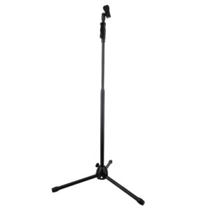 Clef Audio Labs Tripod Mic Stand, One-Handed Clutch Height Adjustment and Telescopic Boom Arm - Cable Management Clips, Universal Mic Holder Mount, Adapter and Carry Bag included