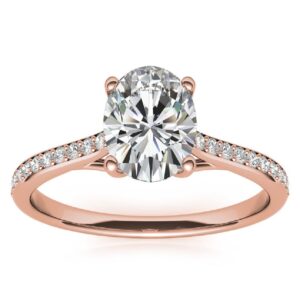 10K Solid Rose Gold Handmade Engagement Rings, 2 CT Oval Cut Moissanite Diamond Solitaire Wedding/Bridal Ring for Women/Her, Minimalist Ring Anniversary Ring Gifts (4.5)