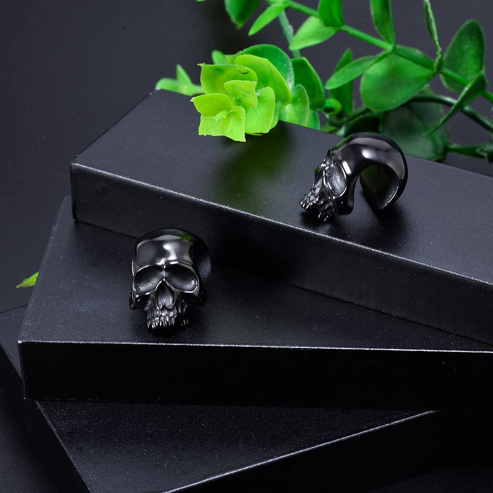 ERKUOO 2PCS Skull Ear Weights Hangers for Stretched Dangle Ears Gauges Gothic Ear Plugs Body Piercing Punk Tunnels Jewelry 5/8"