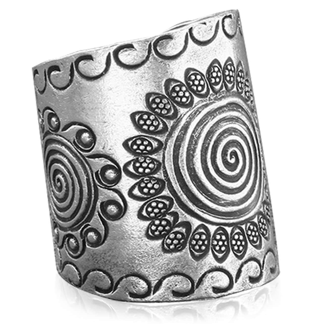 SWBRJ Sun Flower Pattern Boho Statement Band Ring for Women,Big Retro Vintage S925 Sterling Silver National Style Chunky Ring,Large Thumb Index Finger Sun Ring Boho Jewelry (Ring_Sun, 9)