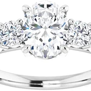 Moissanite World 3-Stone Moissanite Ring Oval 2.0CT, Moissanite Engagement Ring/Moissanite Wedding Ring/Moissanite Bridal Ring Set 925 Sterling Silver Perfact for Gift Or As You Want (7)