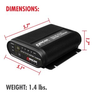 Wagan EL7410 12V 25A DC to DC Battery Charger with Solar Input MPPT Controller for SLA, Flooded, Gel, AGM, Calcium and Lithium, Using Multi-Stage Charging in RVs, Vehicles, Boats and Yachts