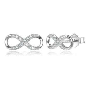 pupillemon infinity stud earrings for women, 925 sterling silver infinity hoop earrings cubic zirconia womens earrings jewelry