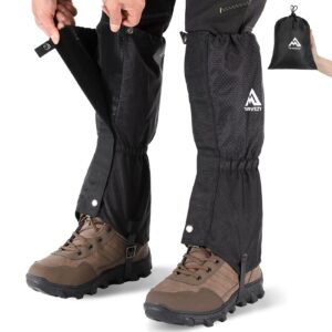 gaiters for hiking – waterproof and breathable leg gaiters for women and men boots, adjustable lightweight shoes gaiters for hunting, hiking, mountaineering, snow gaiters for hiking boots (black)