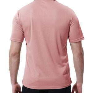 Gopune Men's Short Sleeve Polo Shirts Quick Dry Outdoor Regular Fit Golf Shirts with Pocket Pink,L