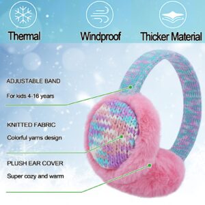 BAOPLAYKIDS Kids Knit Earmuffs Winter Outdoor Ear Warmers Soft Plush Ear Muffs for Boys Girls 4-16 Years