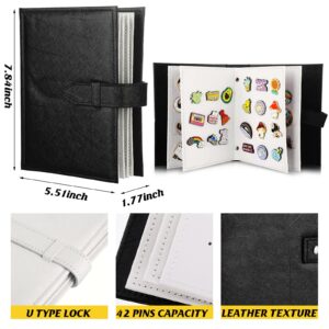 2 Pieces Enamel Pin Display Book Pin Trading Book Leather Pin Holder Collectible Pins Enamel Pin Book Travel Pins Organizer for Kids Girls Women (Black, White)