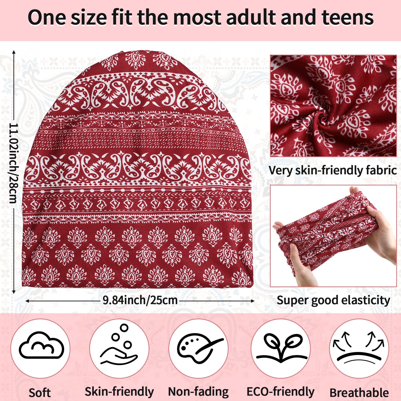 Syhood 18 Pieces Thin Knit Slouchy Cap Hip-Hop Sleep Cap Stretchy Baggy Beanie Hat Dwarf Hat for Women Men, 18 Colors (Retro Style)