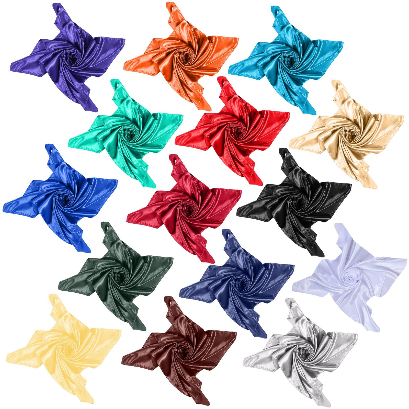 Haysandy 15 Pcs 35 Inches Square Silk Like Head Scarf 50s Large Satin Hair Scarf Bandana for Sleeping Solid Color Bandanas Hair Wrapping Neck Scarves for Women