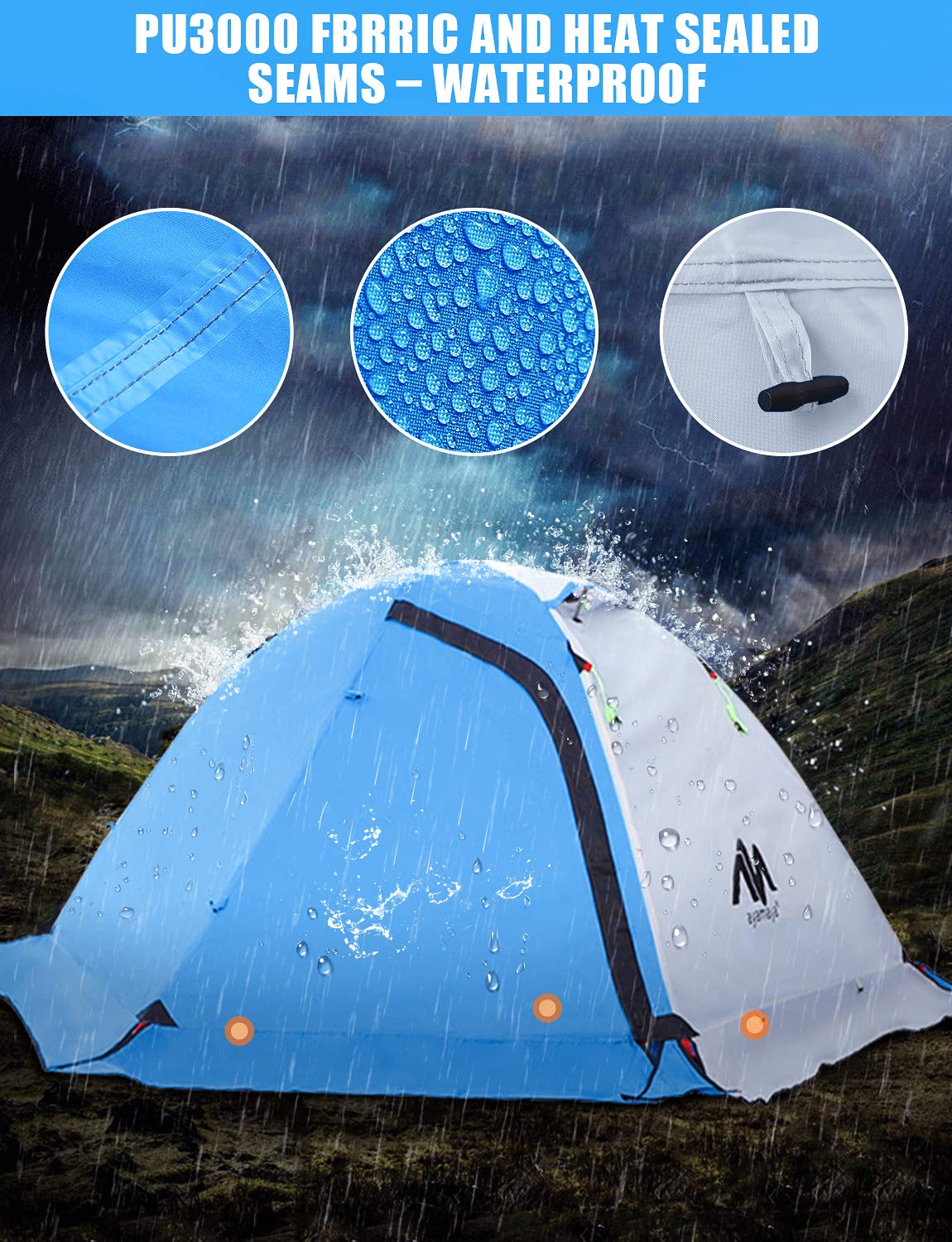 4 Season Backpacking Tent & 6x7FT Tent Footprint for Backpacker Outdoor Hiking Survival