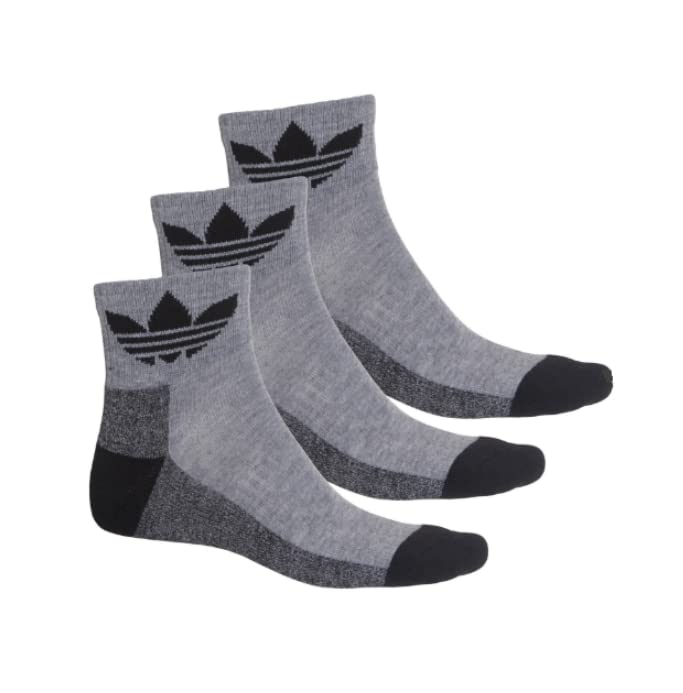 Adidas Men's C Originals Quarter Crew Socks, 3 Pair, Size Large - Grey/Black