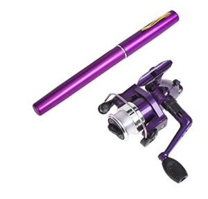 unband pen appearance fishing rod portable rotating wheel fishing rod 1 piece winter outdoor fishing rod fishing accessories,white (color : purple)