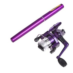 unband Pen Appearance Fishing Rod Portable Rotating Wheel Fishing Rod 1 Piece Winter Outdoor Fishing Rod Fishing Accessories,White (Color : Purple)