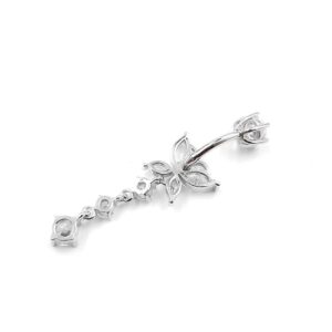 Musegetes Sterling Silver Belly Button Rings, Real 925 Sterling Silver, Butterfly CZ Belly Rings, 14G Navel Piercing Rings, High Polished Smooth Surface, Sterling Silver, cubic zirconia