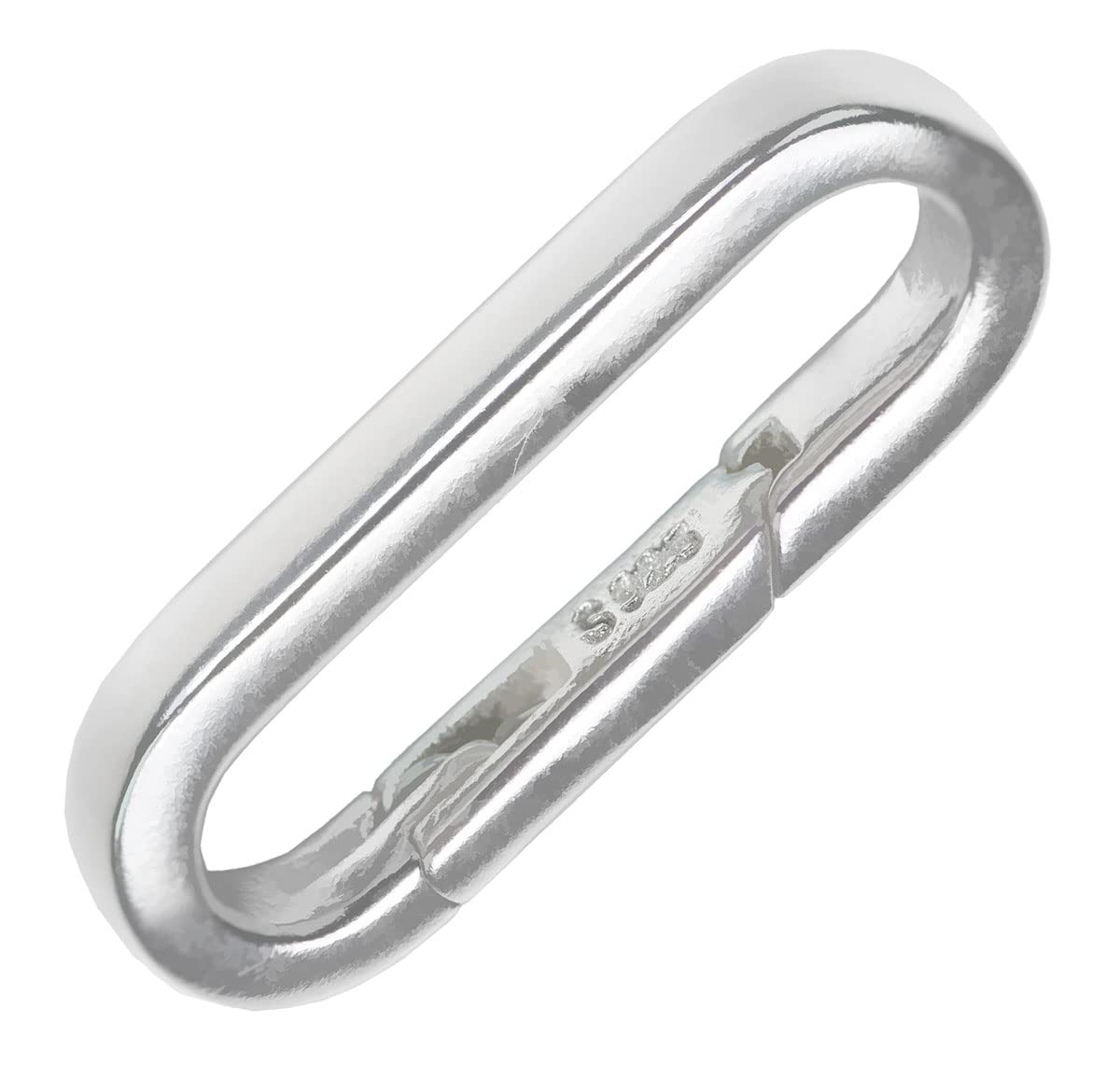 Sterling Silver Long Rectangular Flat Spring Bail Connector Clasp 21mm Small Carabiner