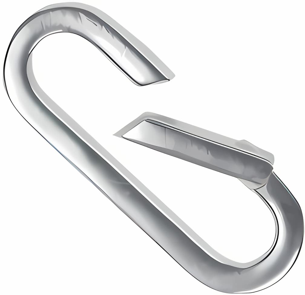 Sterling Silver Long Rectangular Flat Spring Bail Connector Clasp 21mm Small Carabiner