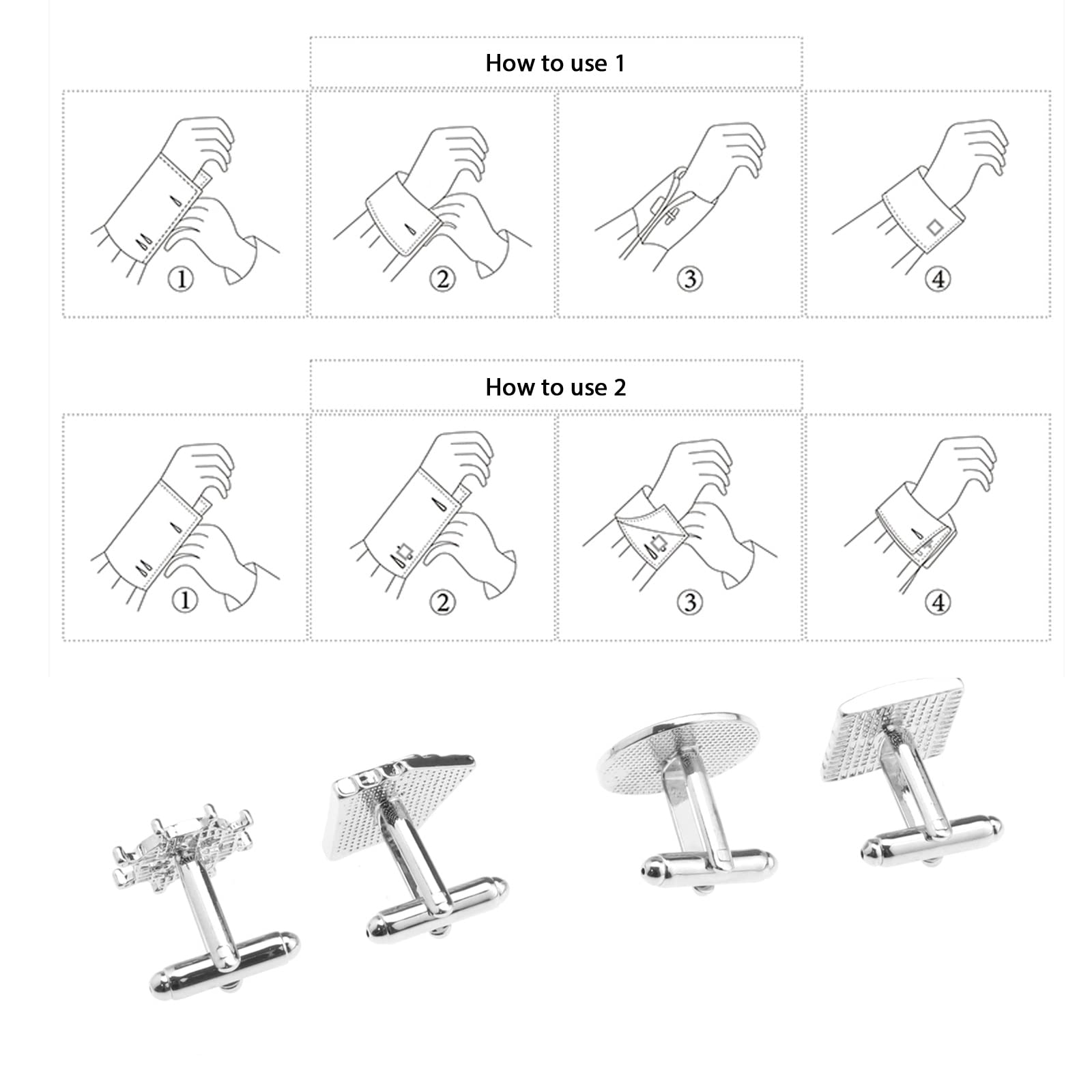 Create idea 4 Pairs Men's Cufflinks Classic Shirt Cuff Links Poker & Striped & World Map & Rudder Cufflinks for Men Father Groom Clothing Decoration Accessories