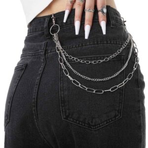 tgirls hip hop pants chain acrylic jean chain for women punk pocket chains for men layered goth keychains colorful trouser chain rock wallet chain body accessories for girls (3 moon)