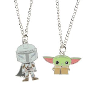 star wars the mandalorian mando and grogu baby grogu best friends necklace set