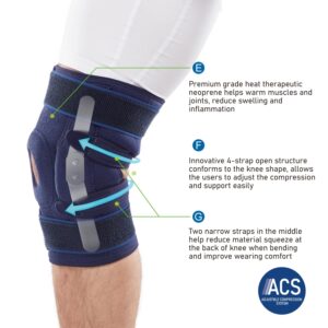 Comforband Adjustable Hinged Knee Brace, with Dual Side Hinges – Stabilizing Knee Brace for ACL PCL MCL Ligament Injuries, Meniscus Tear, Arthritis, Surgery Recovery - One Size fits Most.