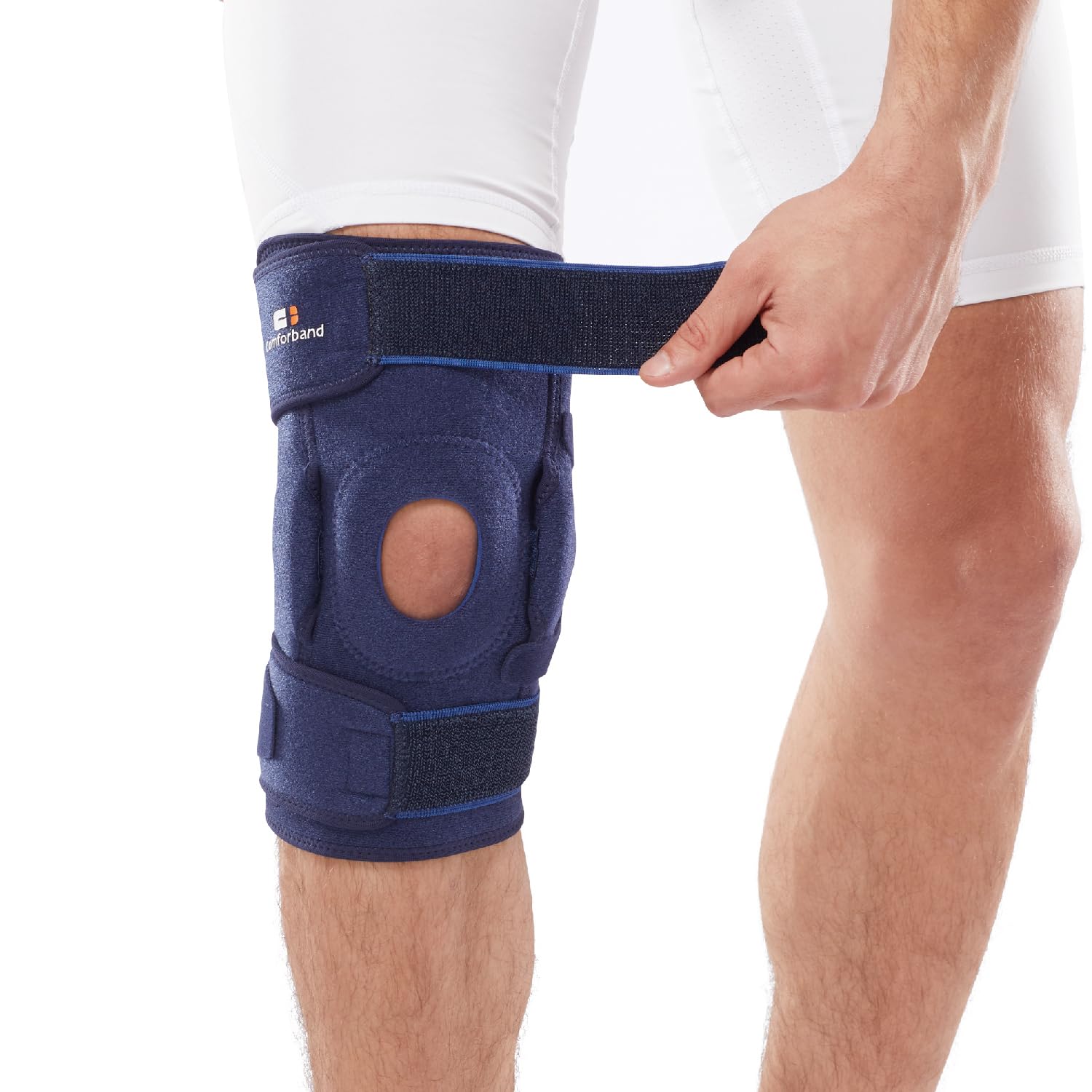 Comforband Adjustable Hinged Knee Brace, with Dual Side Hinges – Stabilizing Knee Brace for ACL PCL MCL Ligament Injuries, Meniscus Tear, Arthritis, Surgery Recovery - One Size fits Most.