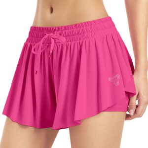 glestore flowy shorts for women summer girls cheer shorts running preppy athletic skirt tennis skorts workout gym short rose red xs