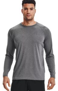 under armour men's velocity ls loose light heathe/pitch gray long sleeve-short shirt (xl)