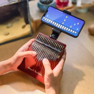 jooleer smart kalimba with app tuning hammer thumb piano 17 keys portable finger easy-to-learn musical instrument beginner kids adult christmas gift (claret red)