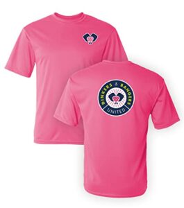 dinkers & bangers - pink united - men's pickleball performance t-shirt - 2 sided - pink - l