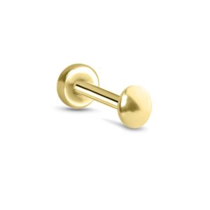 gold-tone 316 stainless steel threadless push pin nose ring labret monroe stud 2.5mm flat disc, 5/16" (8mm) post length 16g