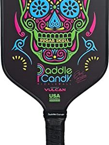 Vulcan | Paddle Candy Sugar Skull Pickleball Paddle | Hybrid Performance | Polypropylene Core | USAP Approved | Black Sugar Skull