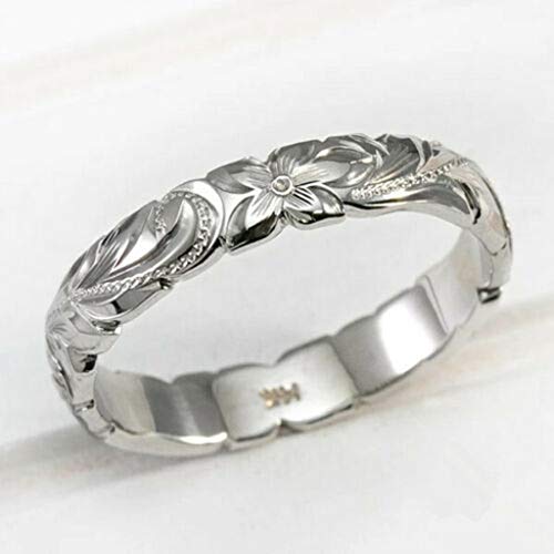 Ring Set Stainless Steel Flower gold sliver Wedding Elegant Jewelry 925 Rings and Silver Rings (Silver, 9)