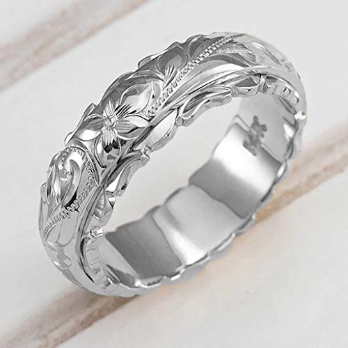 Ring Set Stainless Steel Flower gold sliver Wedding Elegant Jewelry 925 Rings and Silver Rings (Silver, 9)