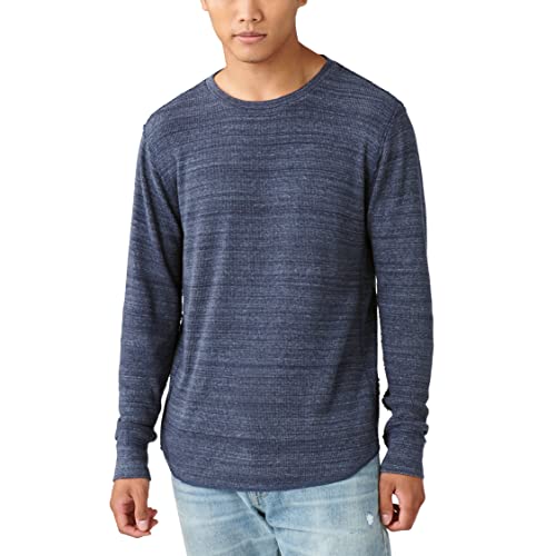 Lucky Brand Men's Garment Dye Thermal Crew Tee, Navy, Large