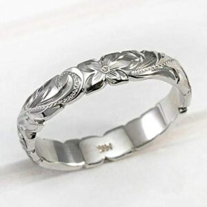 Ring Set Stainless Steel Flower gold sliver Wedding Elegant Jewelry 925 Rings and Silver Rings (Silver, 9)