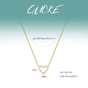 GUOKE Heart Necklaces for Women, Cute Necklaces 14K Gold Plated Dainty Necklace Heart Pendant Necklace Mothers Day Love Jewelry